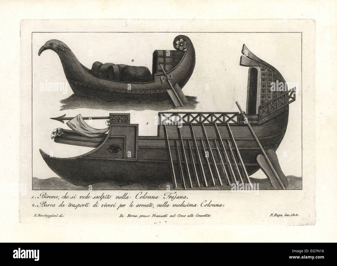 Roman war bireme and a transport boat for military supplies Stock Photo ...