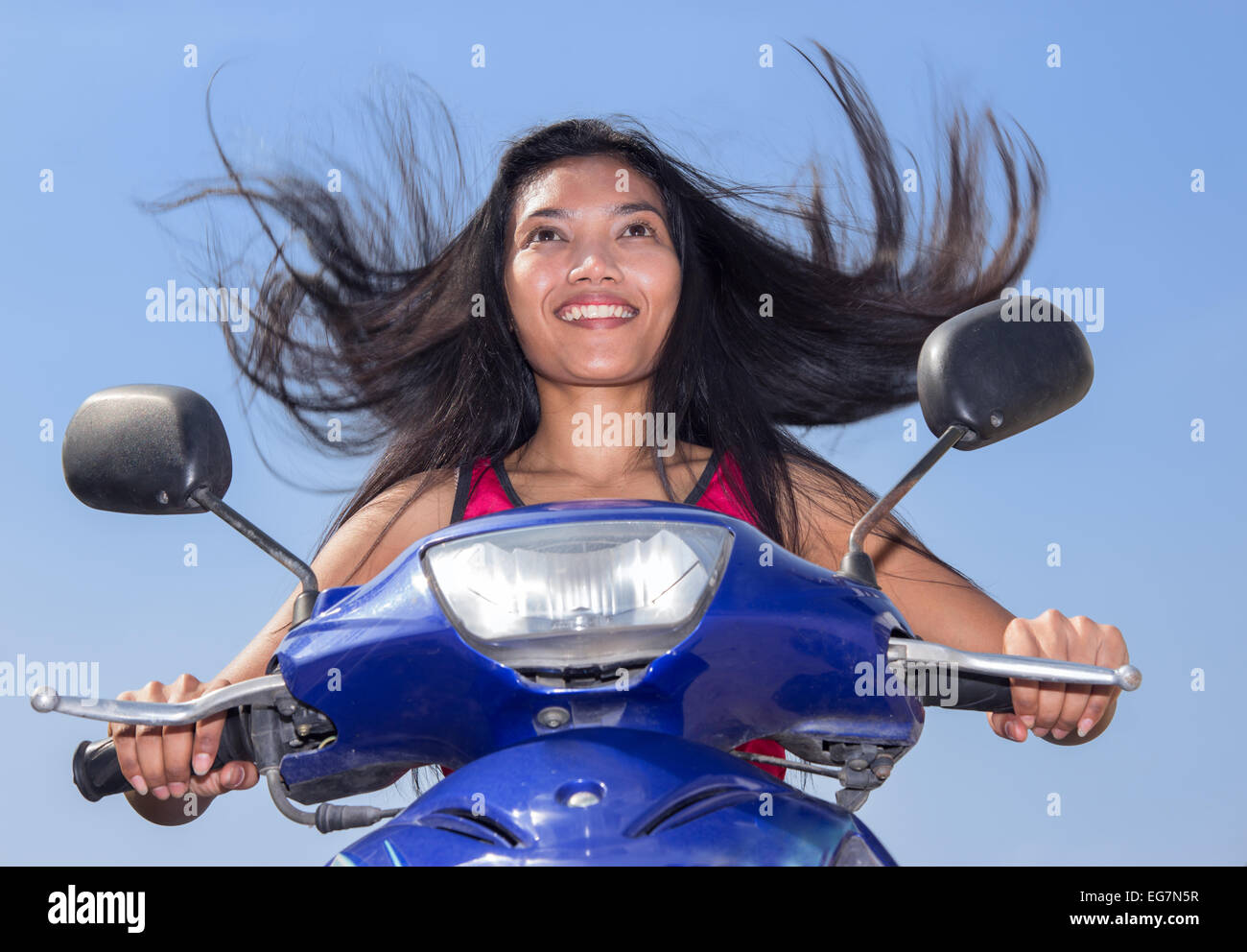 Beautiful female model with a motorbike hi-res stock photography and ...