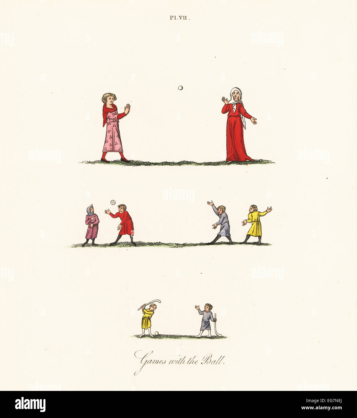 Medieval games of handball, balloon ball and golf Stock Photo - Alamy