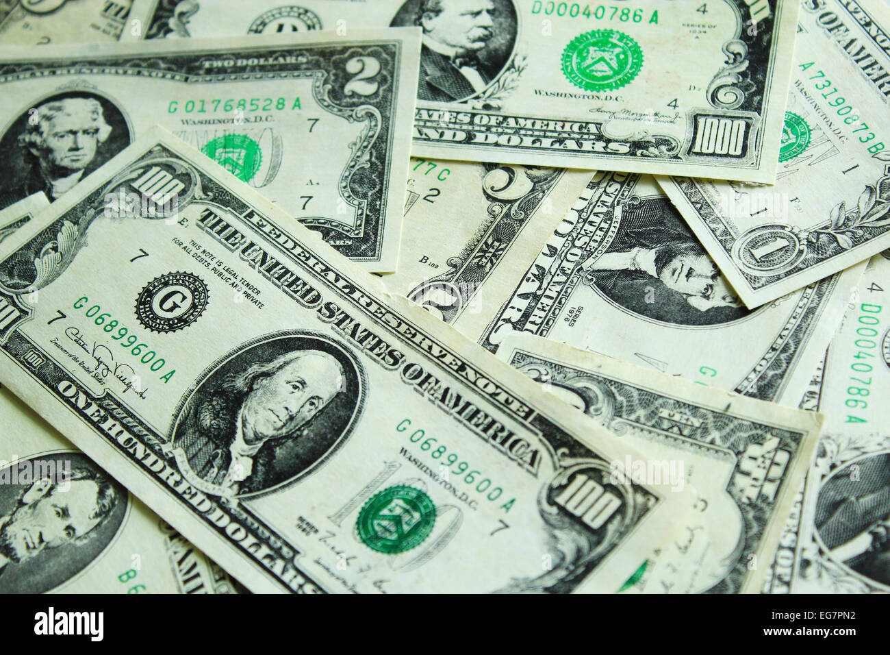 background of different American dollar bank notes Stock Photo - Alamy