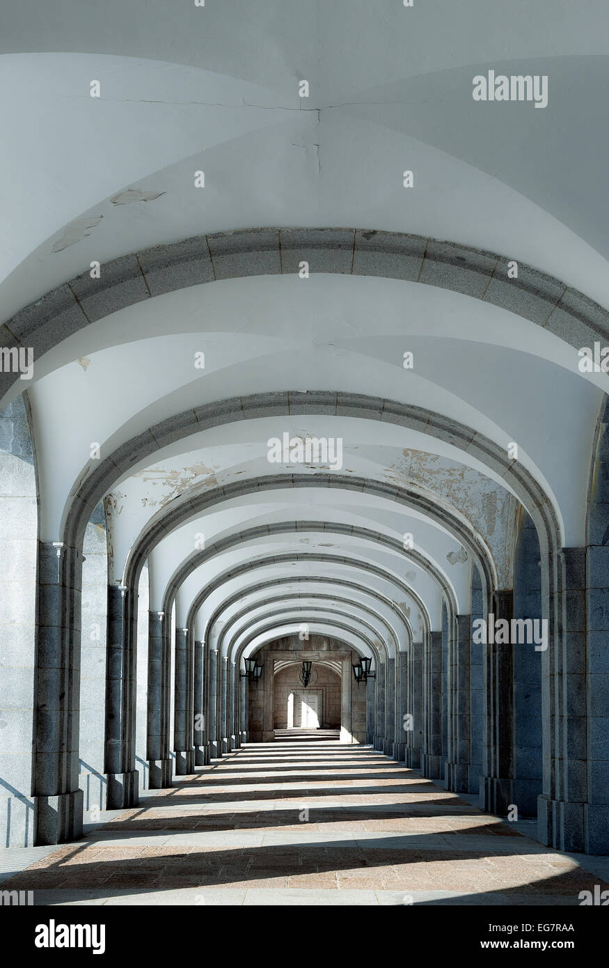 Monastery cloister walk with arches Stock Photo - Alamy