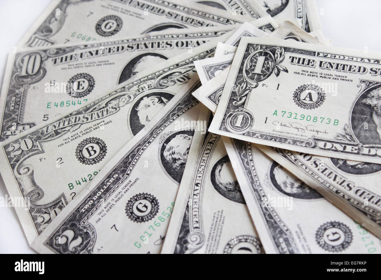 background of different American dollar bank notes Stock Photo - Alamy