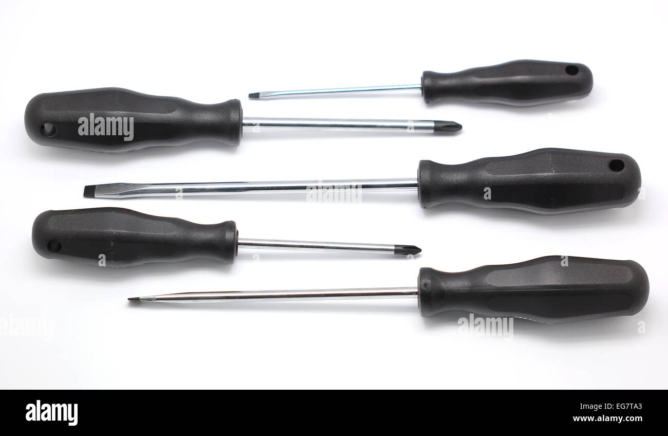 Screwdriver set isolated on white background Stock Photo - Alamy