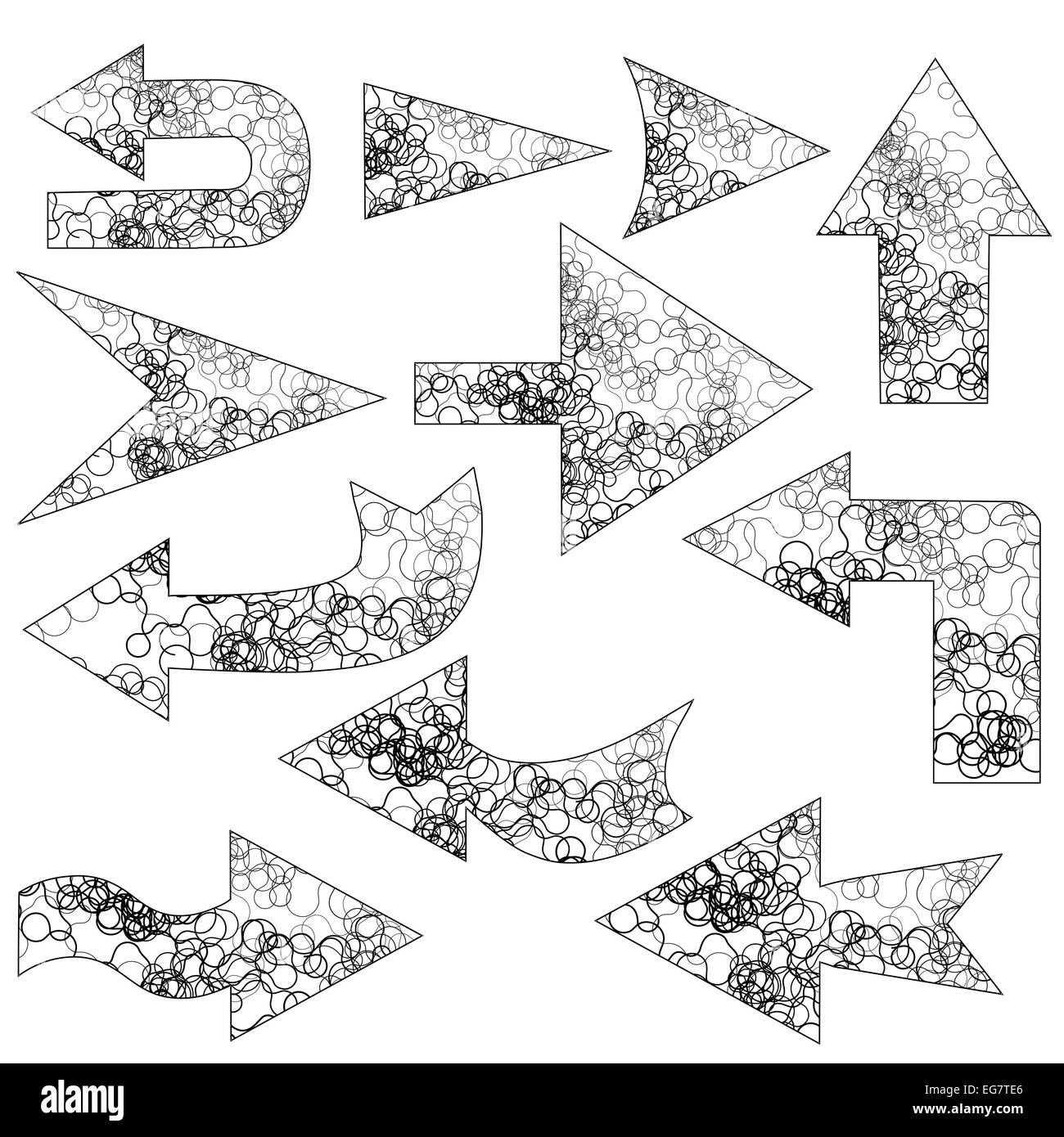 Swirl arrow symbol decorative Black and White Stock Photos & Images - Alamy