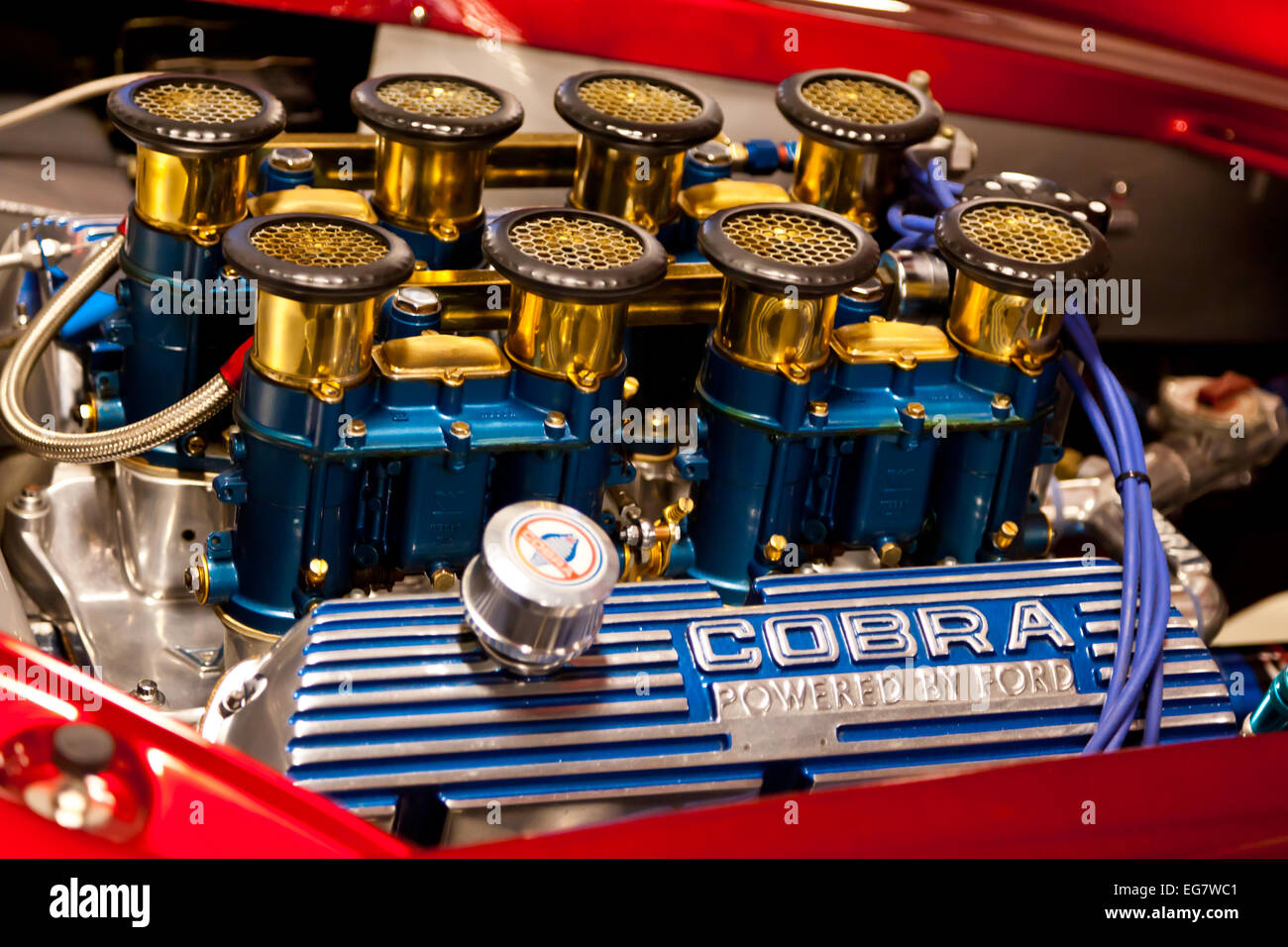 Upgraded engine of a Ford Cobra Stock Photo - Alamy