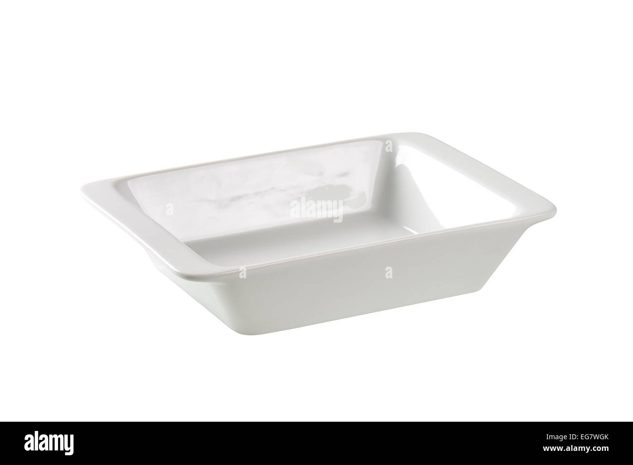 Deep rectangular porcelain dish isolated on white Stock Photo - Alamy
