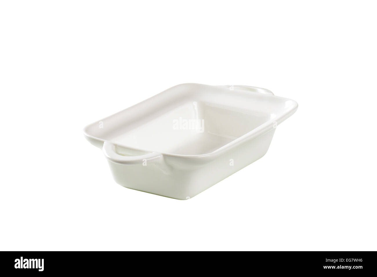 Deep rectangular white ceramic dish with handles Stock Photo - Alamy