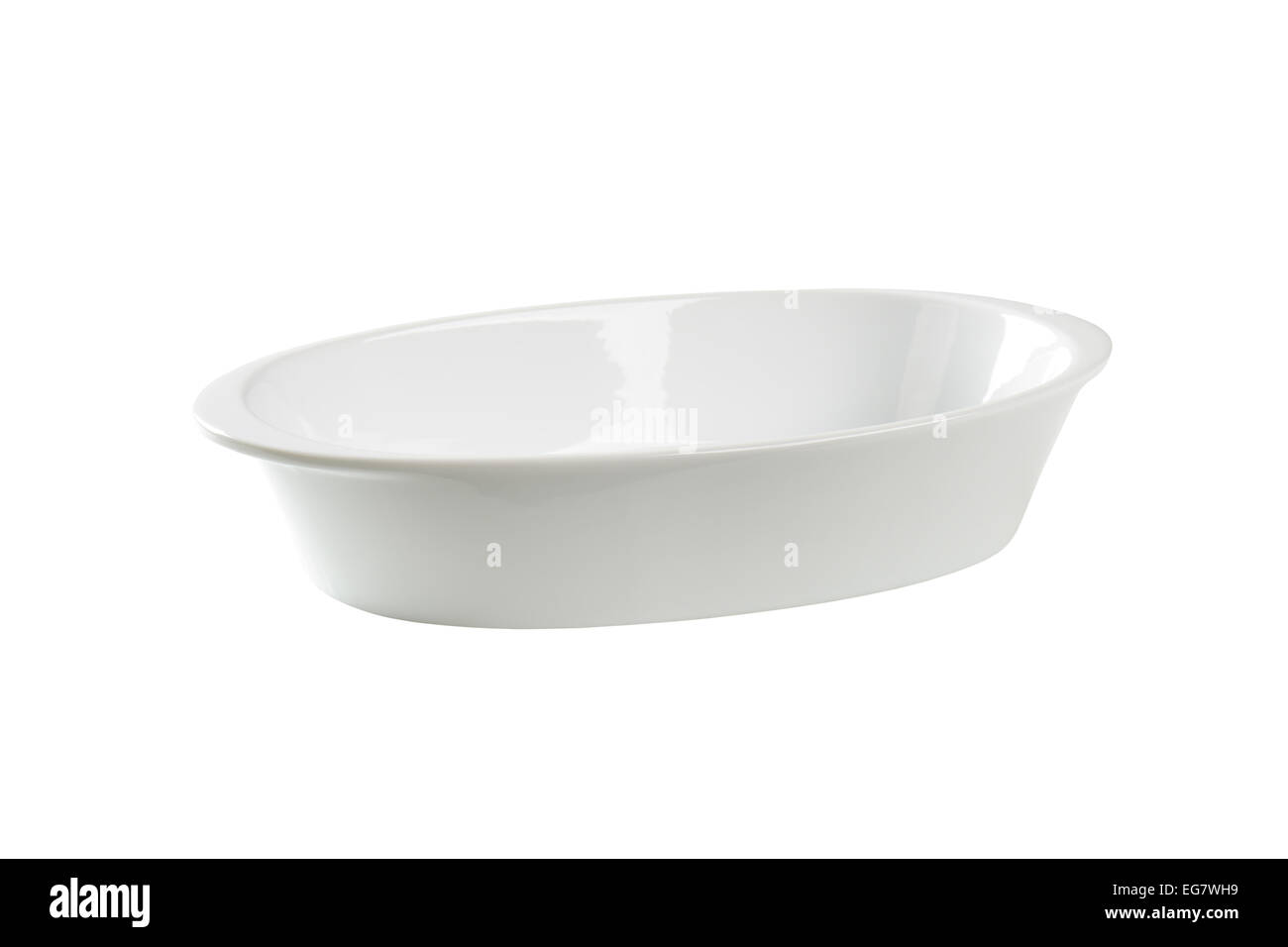 Empty deep oval porcelain dish isolated on white Stock Photo - Alamy