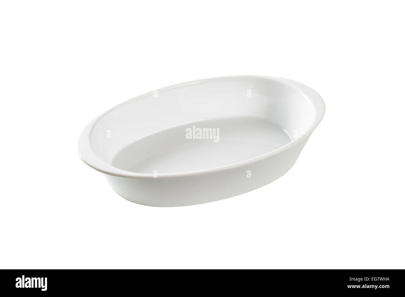 Empty deep oval porcelain dish isolated on white Stock Photo - Alamy