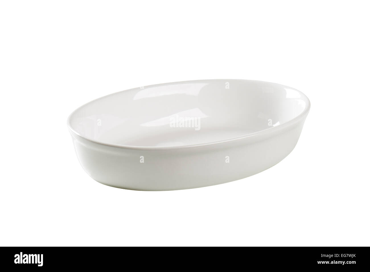 Empty deep oval porcelain dish isolated on white Stock Photo - Alamy