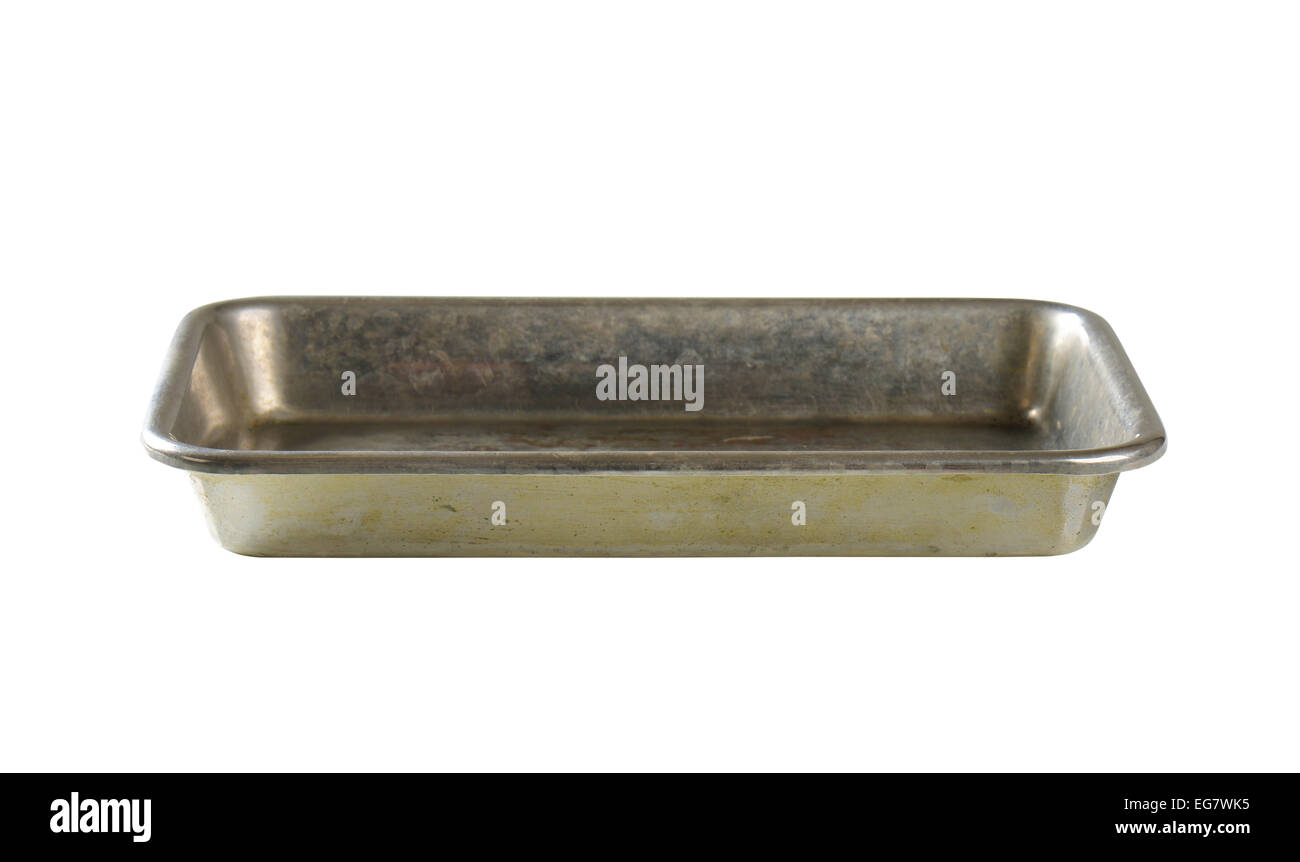 Used roasting pan isolated on white Stock Photo - Alamy
