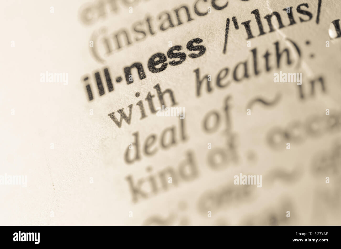 Definition of word illness in dictionary Stock Photo - Alamy