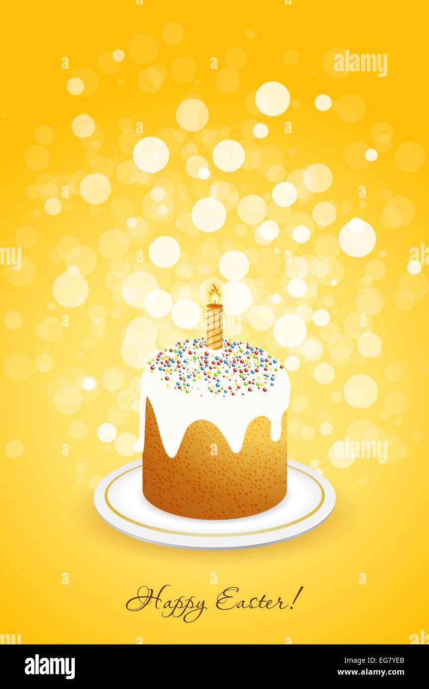 Easter Background with Decorated Cake on orange background Stock Photo ...