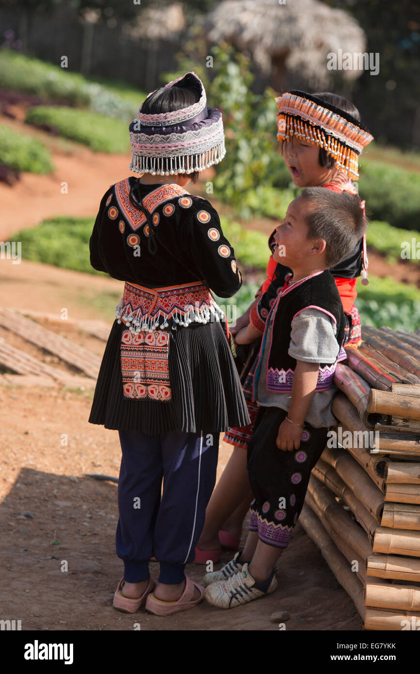 Hmong kids in Mon Jam, Chiang Mai, Thailand Stock Photo - Alamy