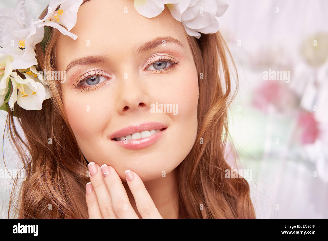 Charming girl with spring makeup Stock Photo - Alamy