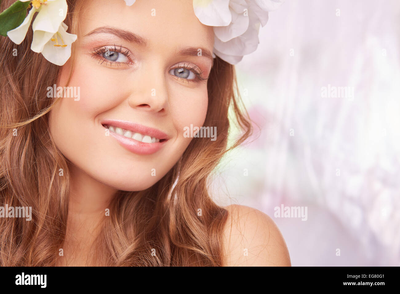 Charming girl expressing happiness Stock Photo - Alamy