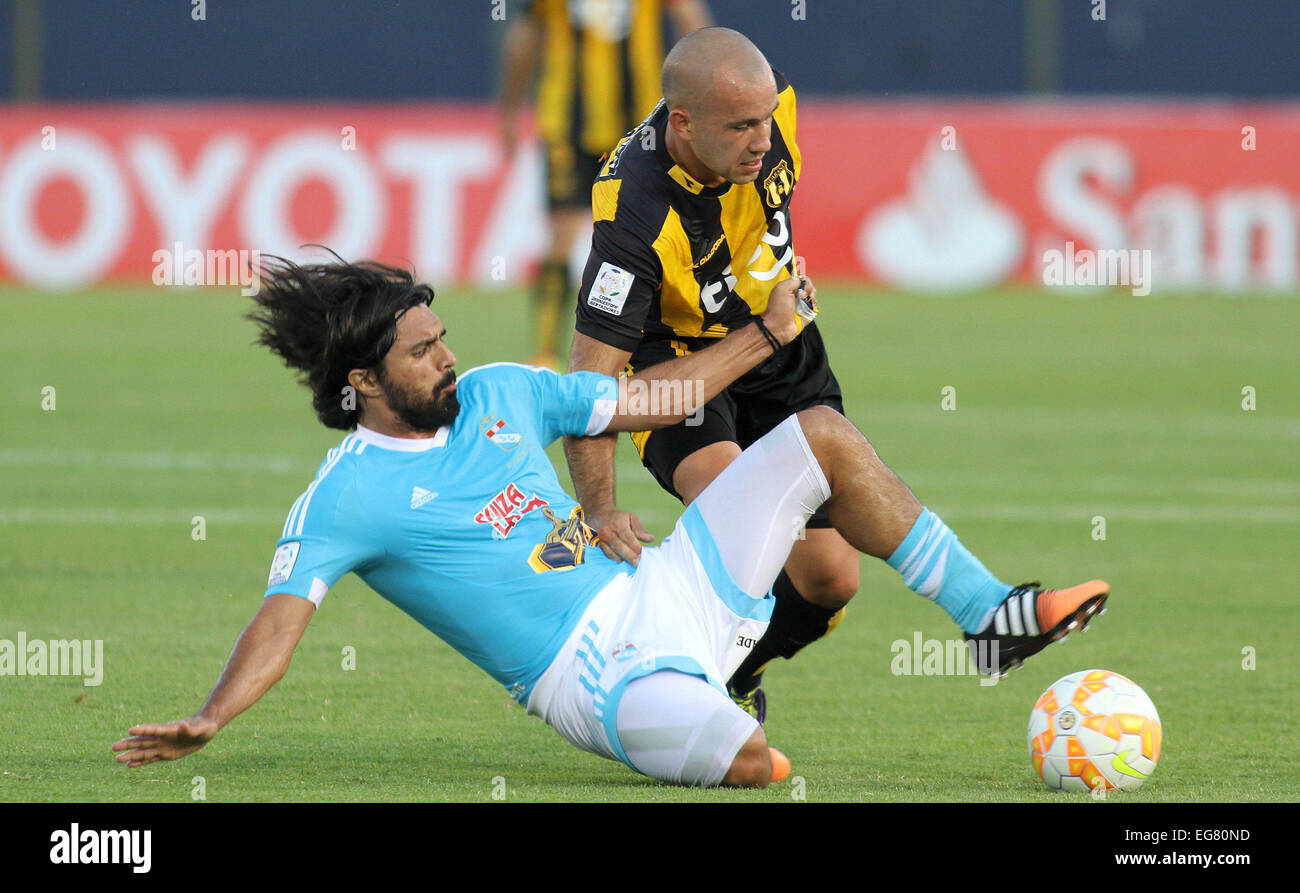Asuncion, Paraguay. 18th Feb, 2015. Ivan Gonzalez (R) of Paraguay's ...