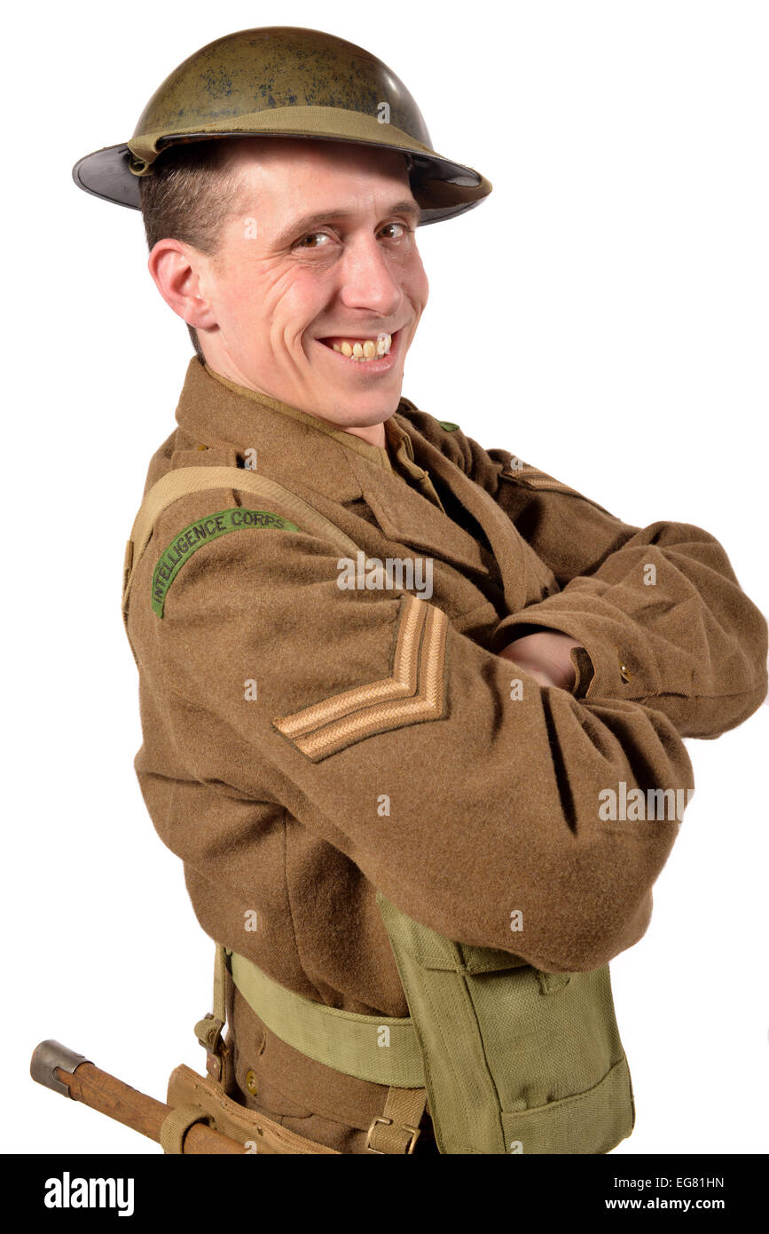 an English soldier is happy and he crosses his arms Stock Photo - Alamy