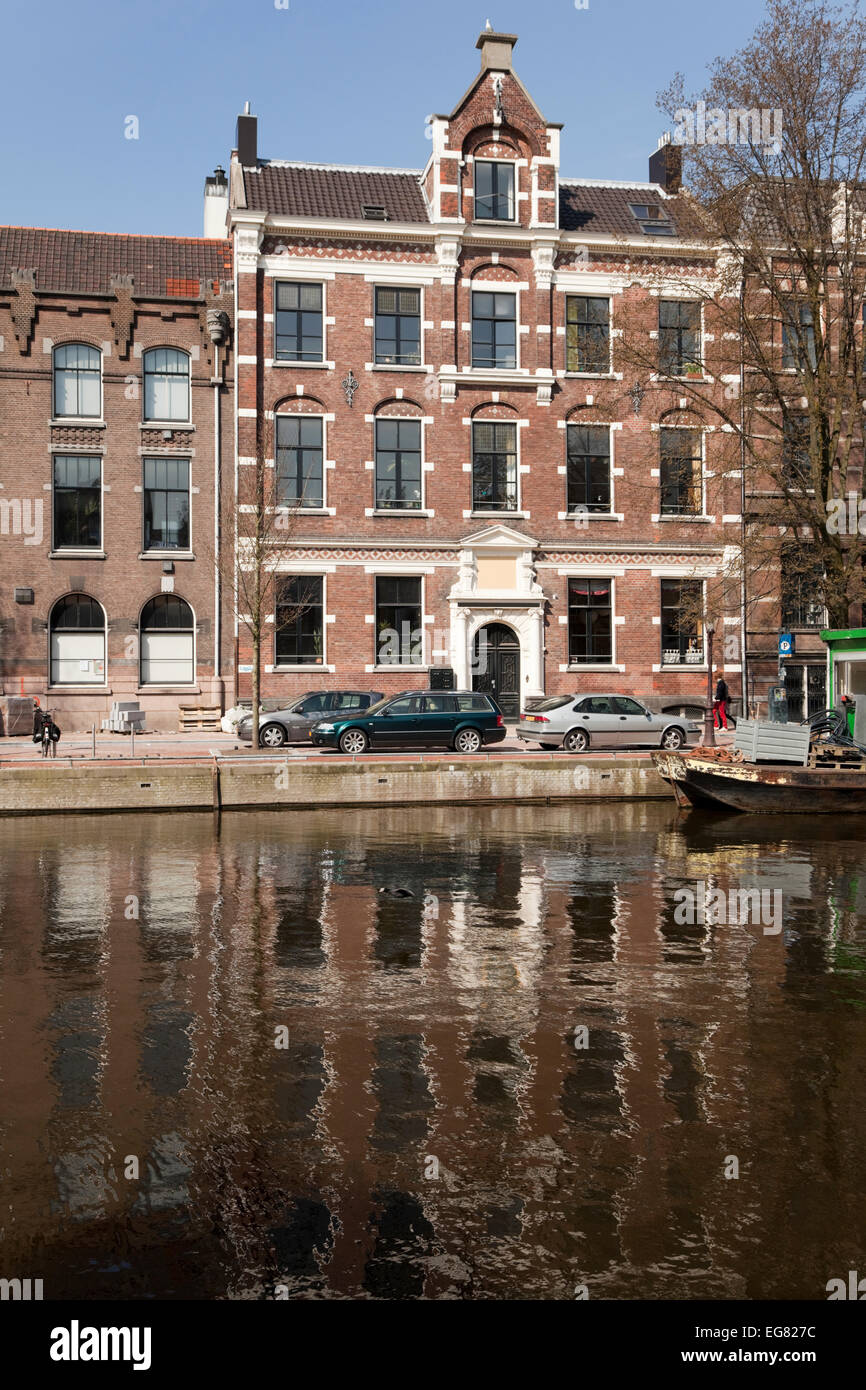 View across an Amsterdam Canal. Typical Dutch baroque architecture ...