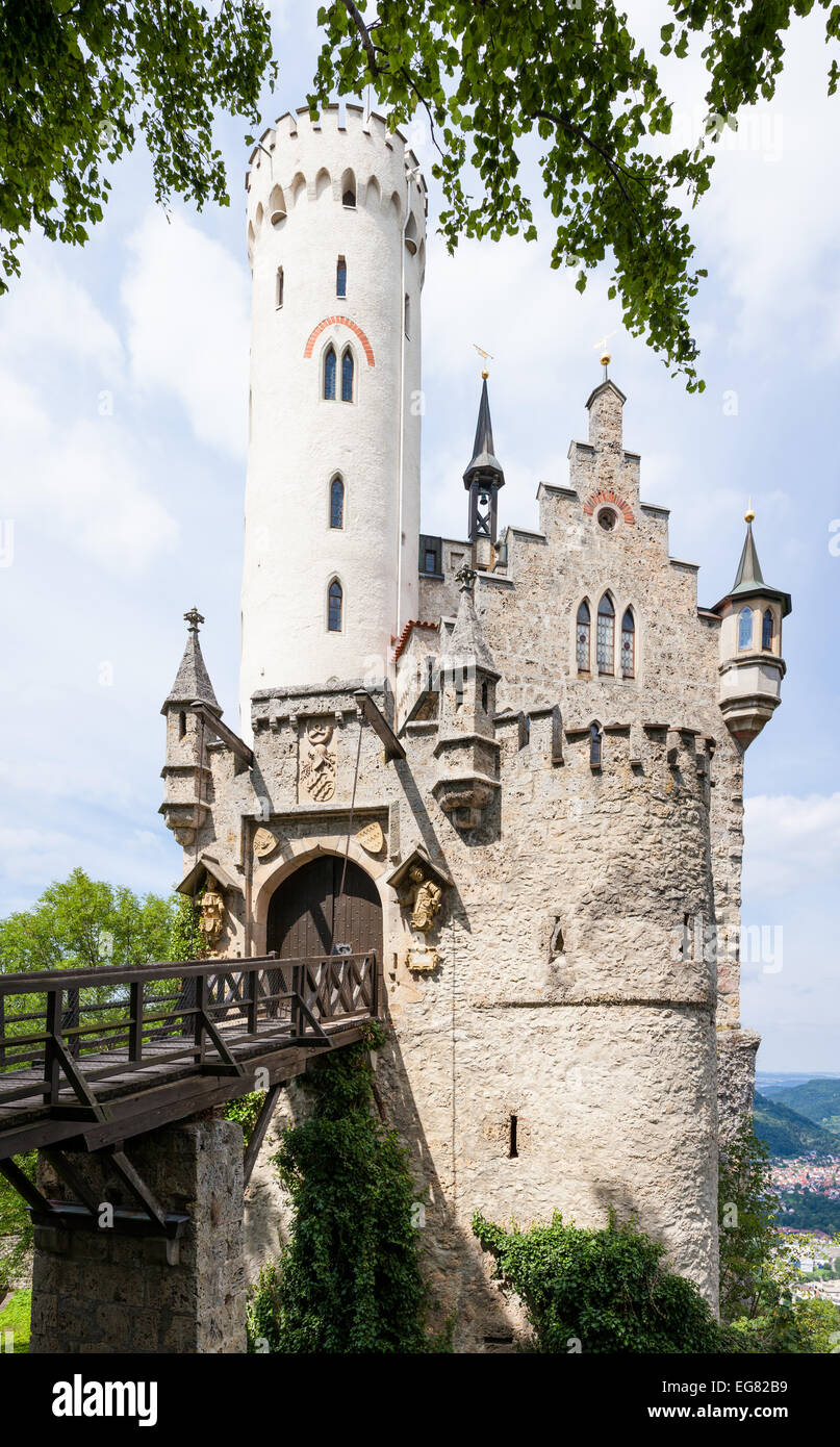 Lichtenstein castle behind trees Stock Photo - Alamy