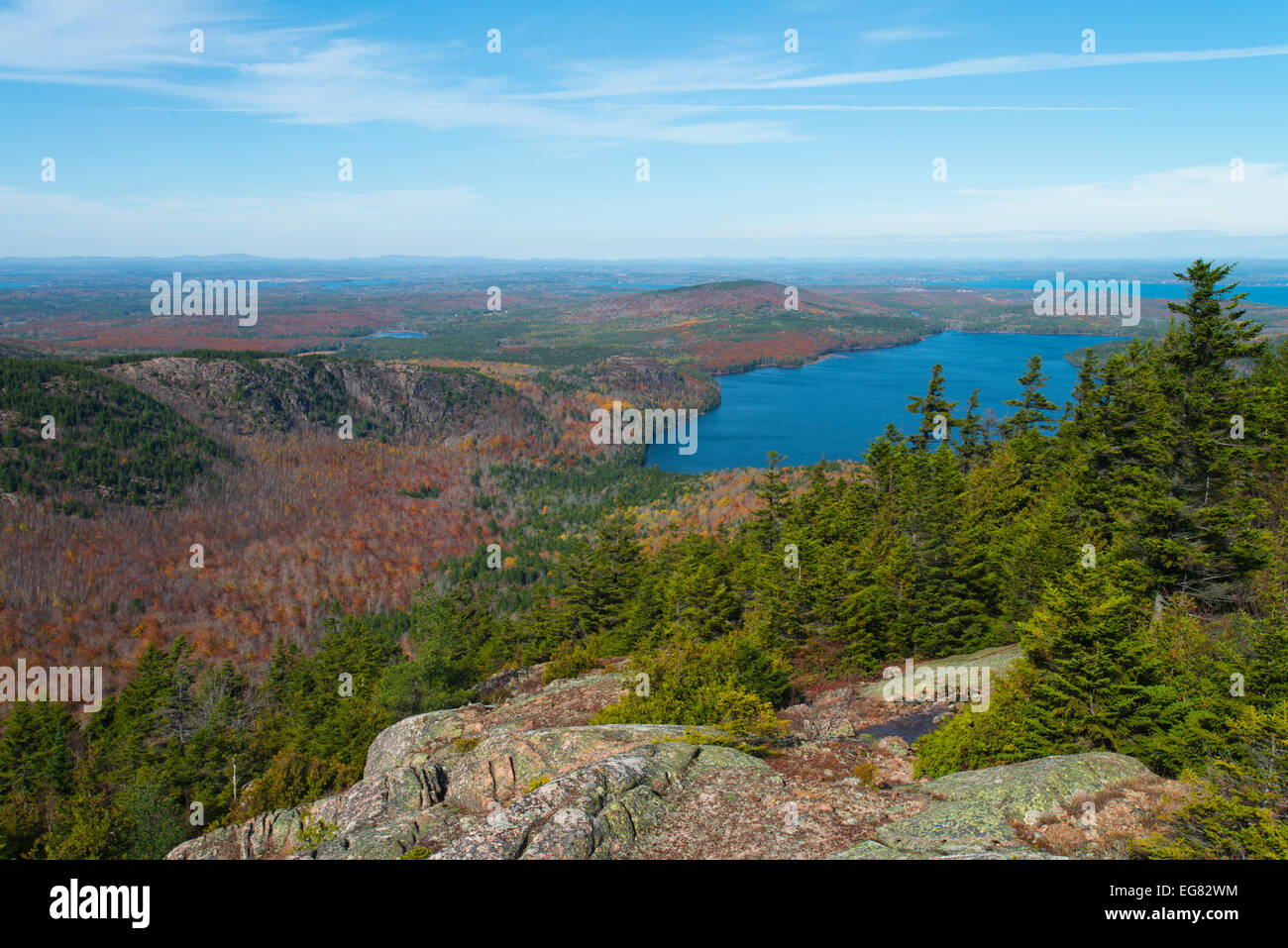 The horizon stretches far away, on top of Pemetic Mountain, Acadia ...