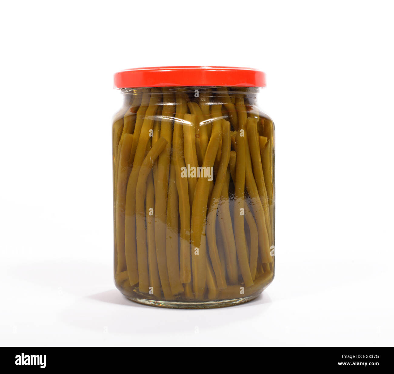 box canned green beans on the white background Stock Photo - Alamy