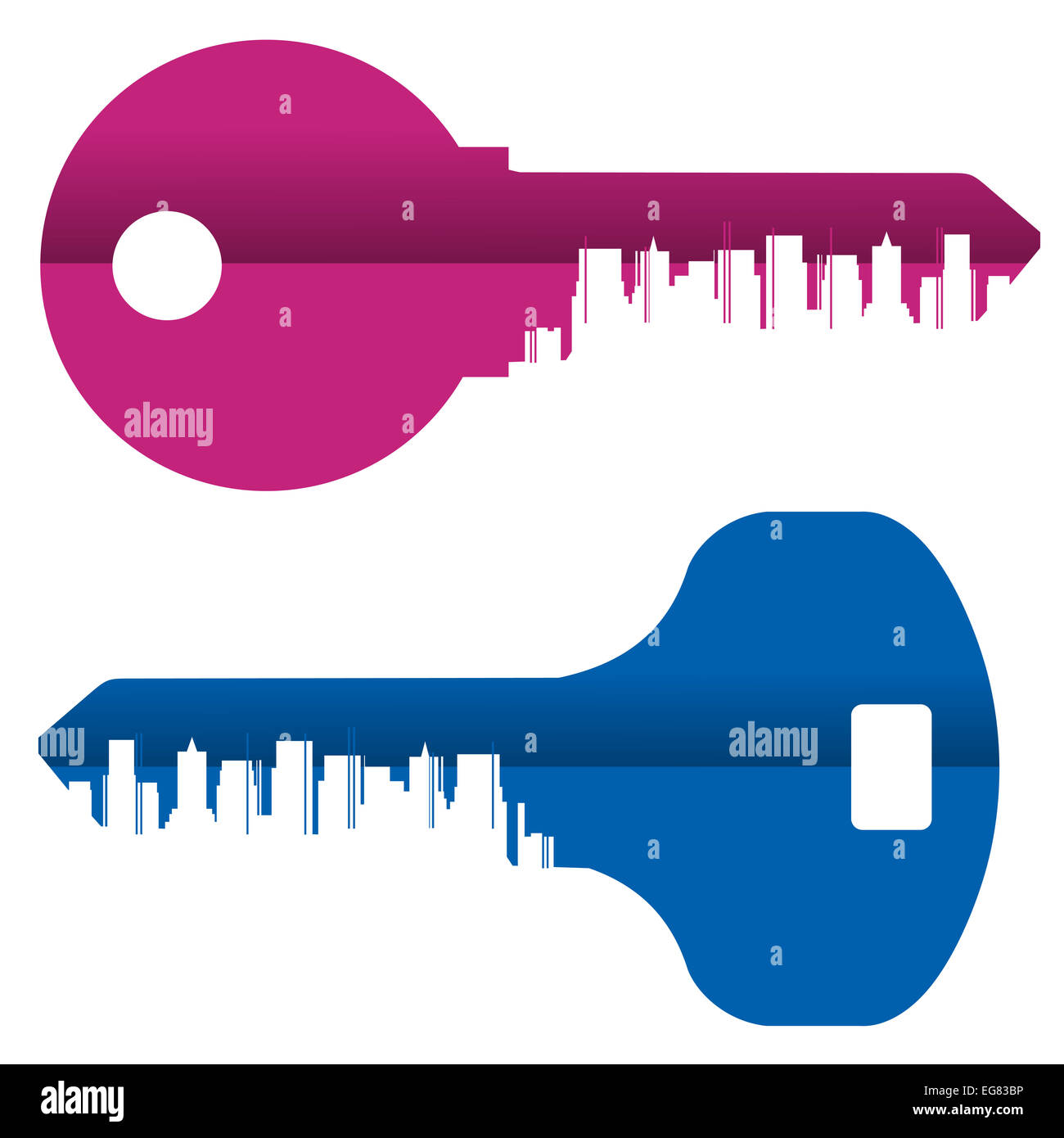 colored keys on a white background. vector illustration Stock Photo - Alamy