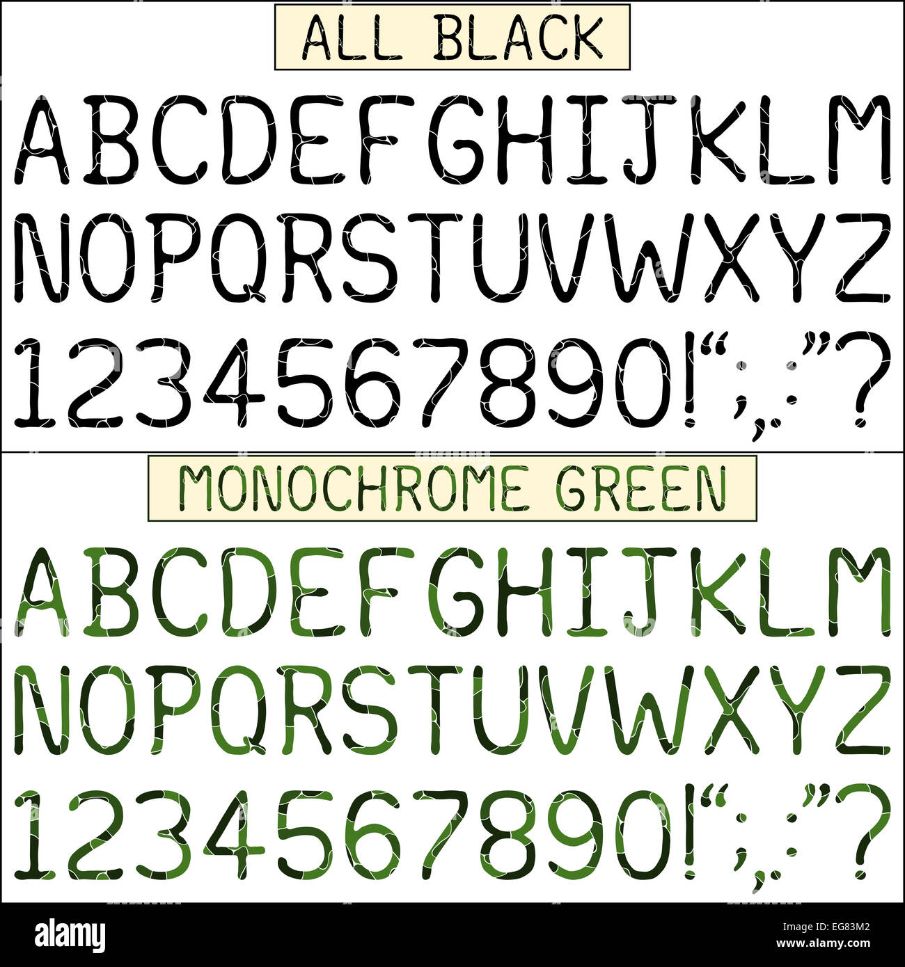 Upper case alphabets, numerals and punctuation characters in a ...