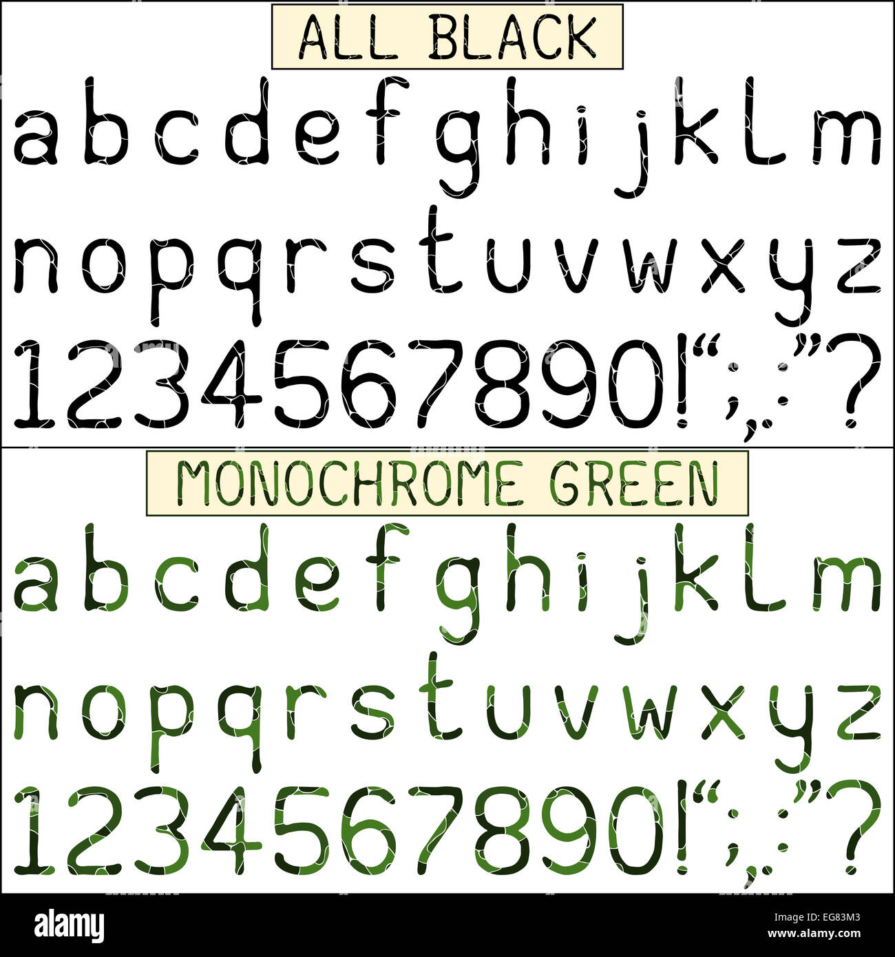 Lower case alphabets, numerals and punctuation characters in a ...
