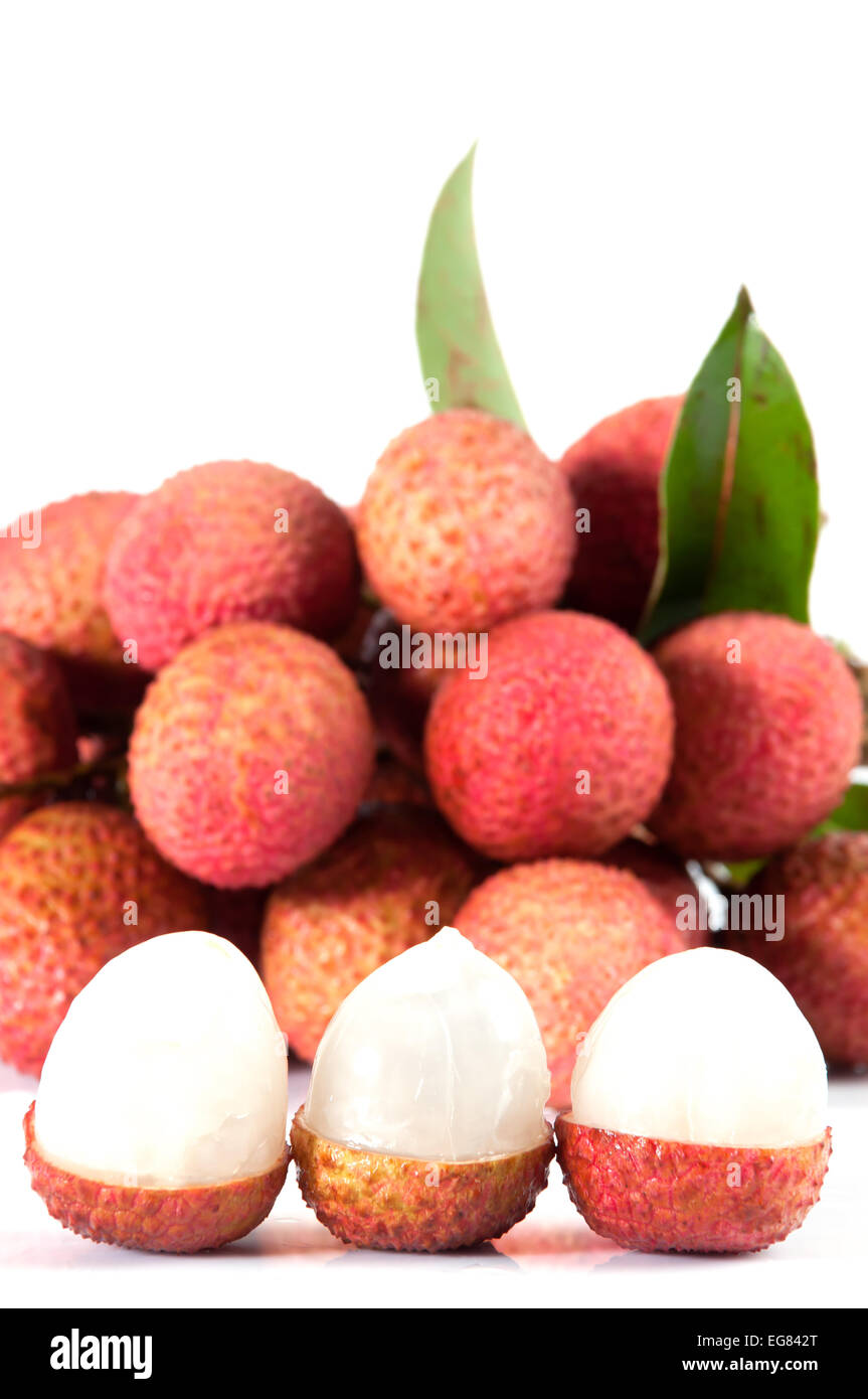 Litchi isolated on white background Stock Photo - Alamy