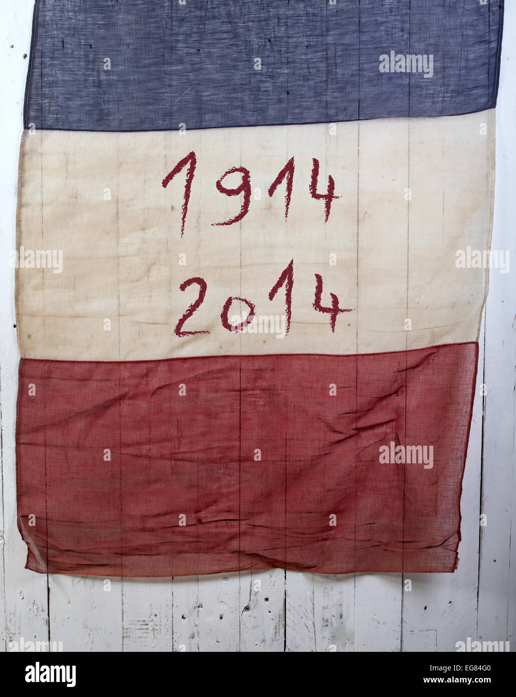 antique french flag write 1914 2014 Stock Photo - Alamy