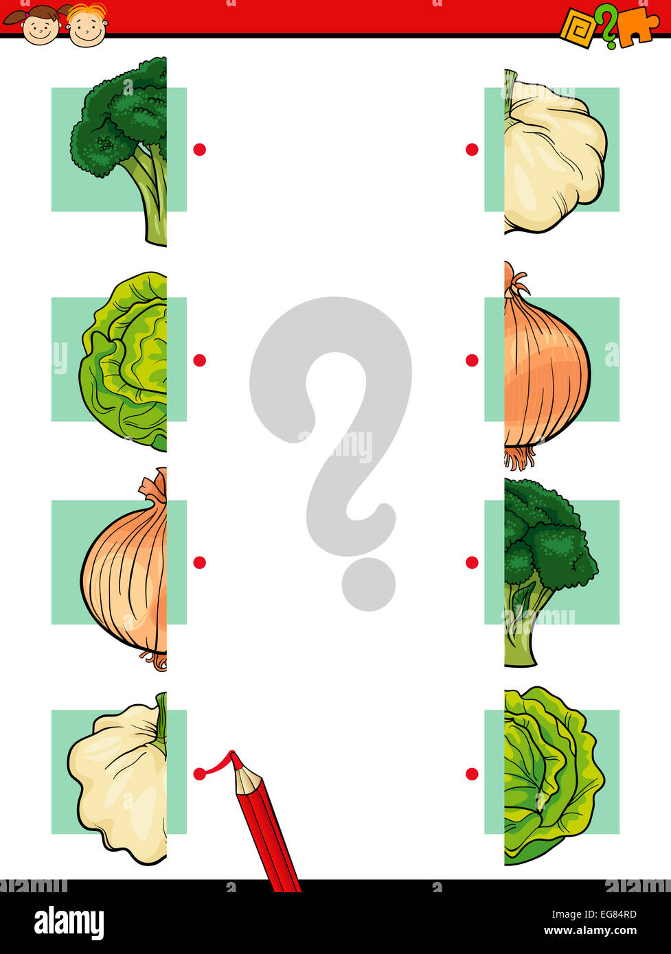 Cartoon Illustration of Education Halves Matching Game for Preschool ...