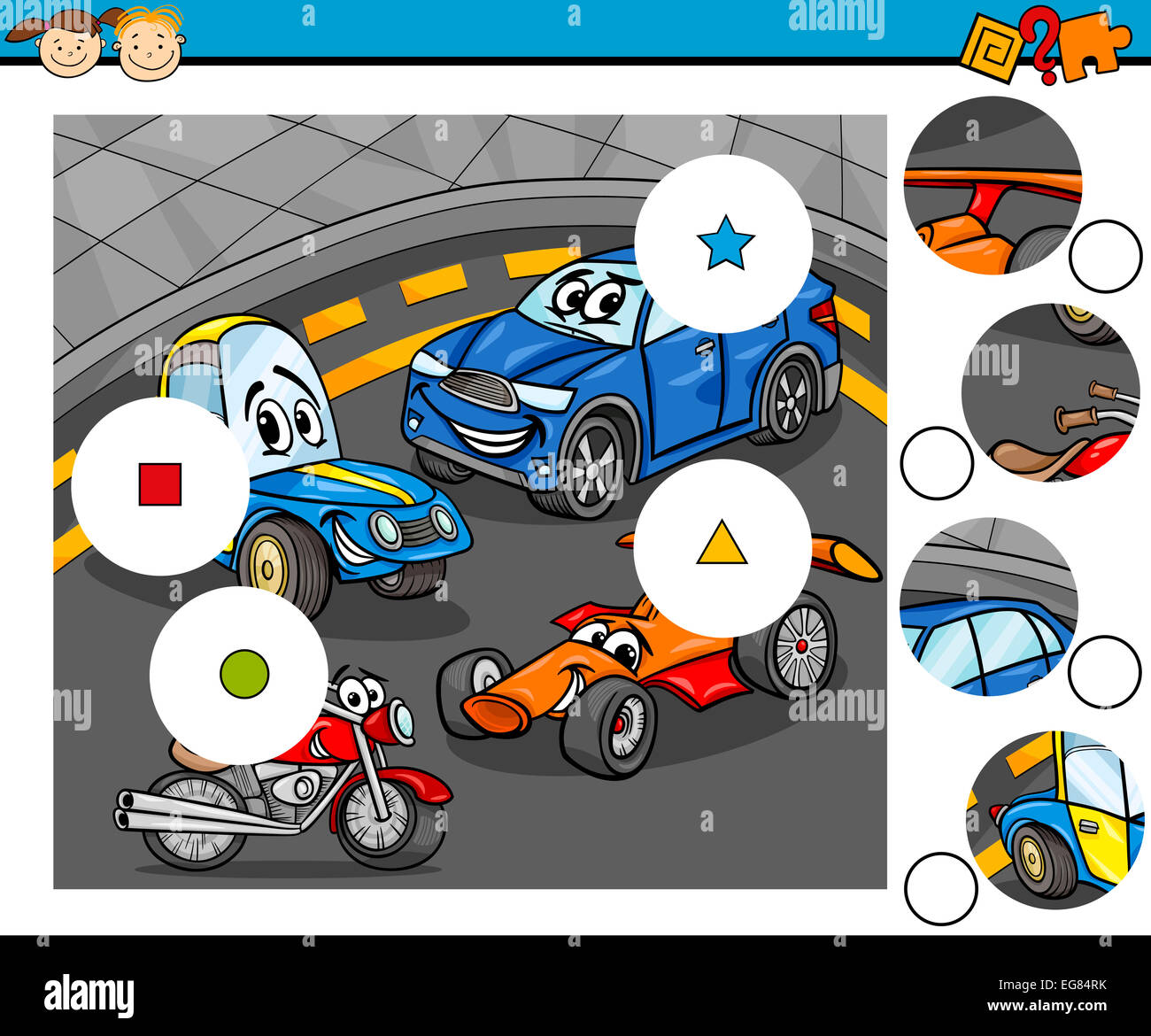 Cartoon Illustration of Match the Pieces Educational Game for Preschool ...