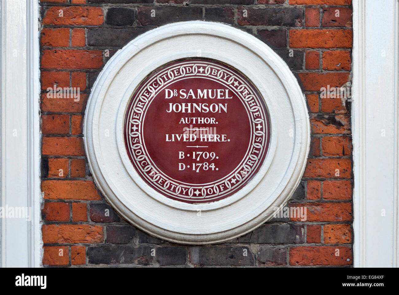 London, England, UK. Commemorative plaque on the wall of Dr Samuel ...