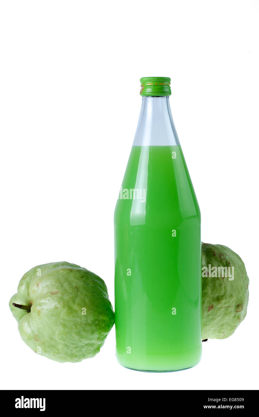 guavas juice in bottle with isolated white Stock Photo - Alamy