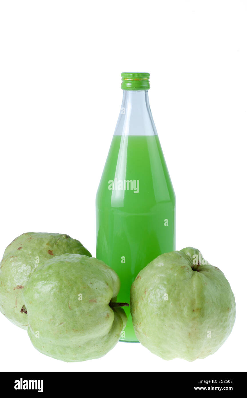 guavas juice in bottle with isolated white Stock Photo - Alamy