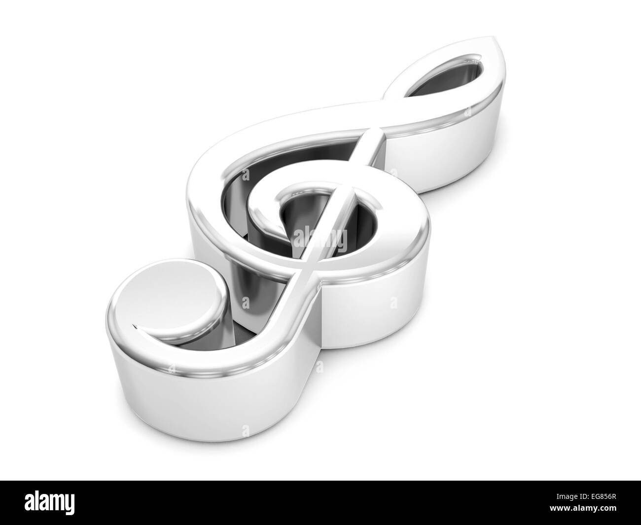 silver music note symbol on a white background Stock Photo - Alamy
