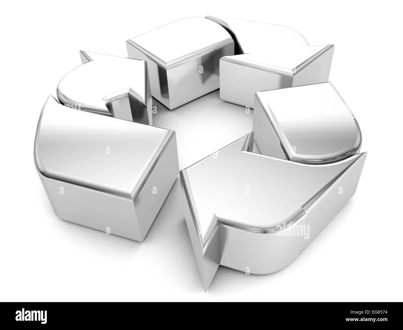 silver recycle symbol on a white background Stock Photo - Alamy