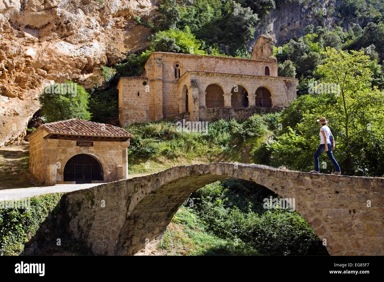 Gothic medieval bridge chapel of Santo Cristo and St. Mary of de la hoz ...