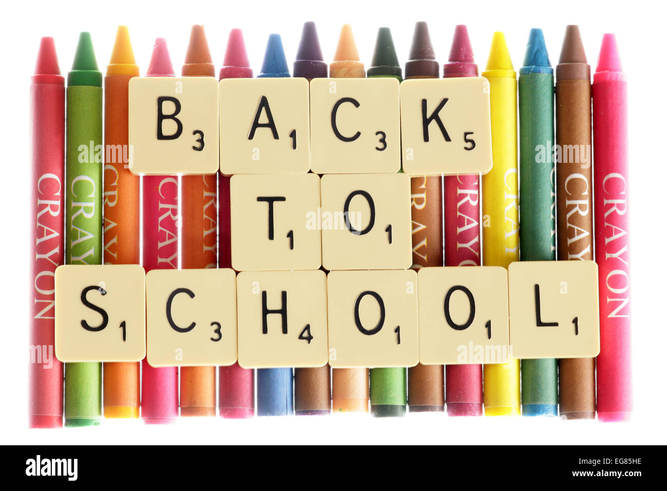 back to school scrabble tiles cutout Stock Photo - Alamy