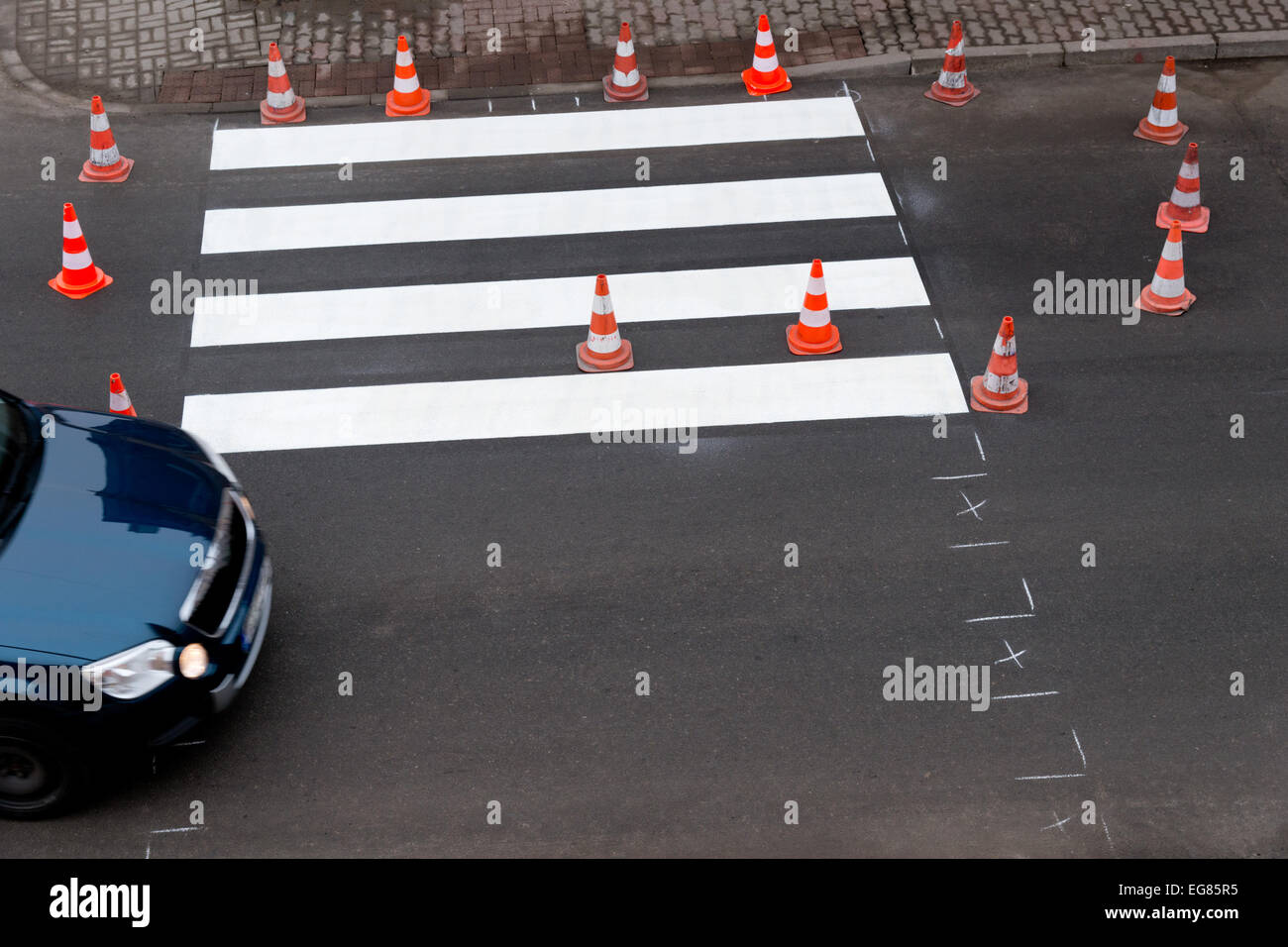 making of a new pedestrian crossing on the road Stock Photo - Alamy