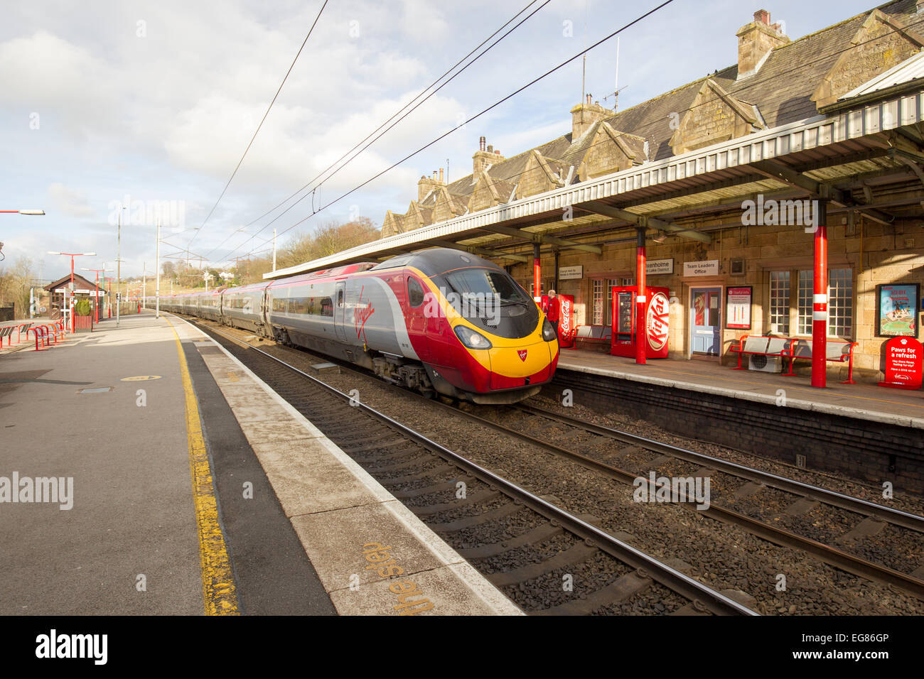 Virgin Train at Oxenholme railway station -The Lake District Stock ...