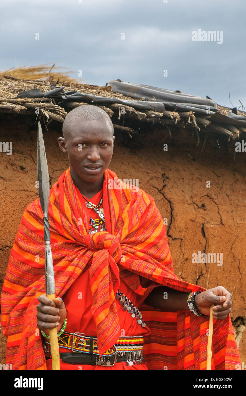 Masai man in traditional dress hi-res stock photography and images - Alamy