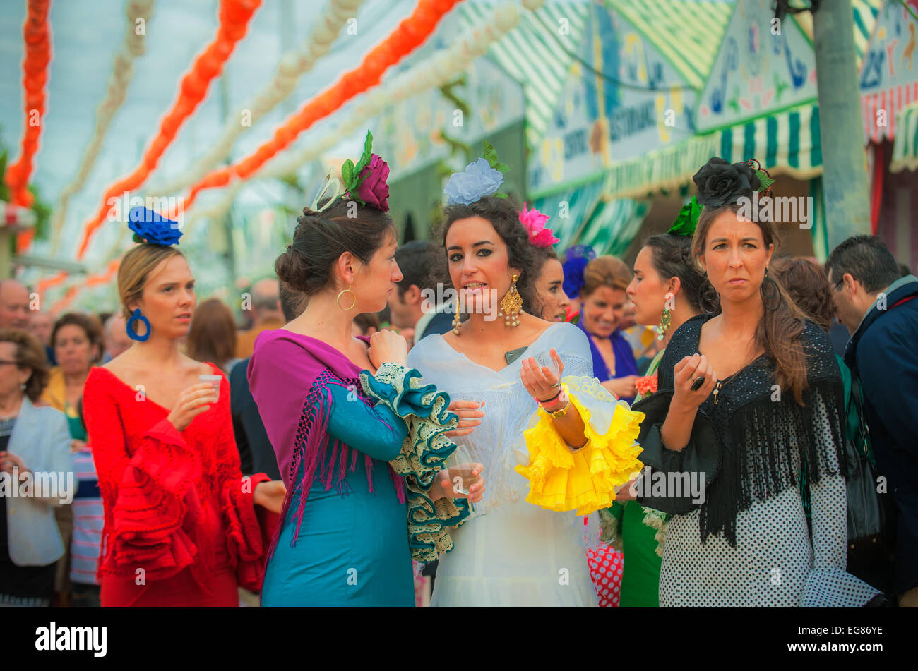 Women in traditional seville dress in seville hi-res stock photography ...