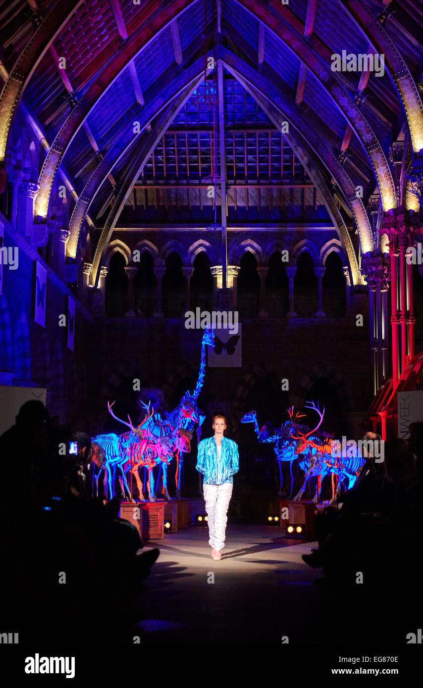 Model wearing clothes created by designer Grace Golding (not seen) at ...