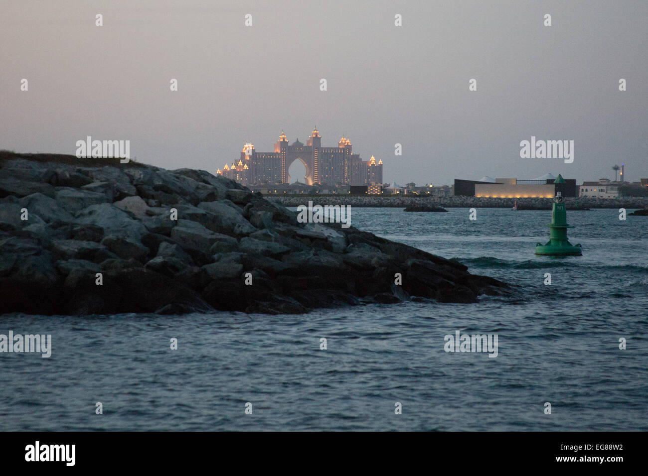 The Atlantis hotel at night Stock Photo - Alamy