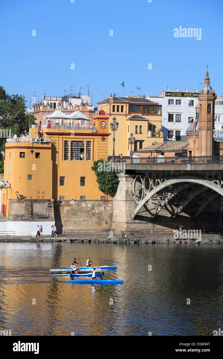 Spain, Andalusia, Seville, Castillo de San Jorge, Guadalquivir River ...