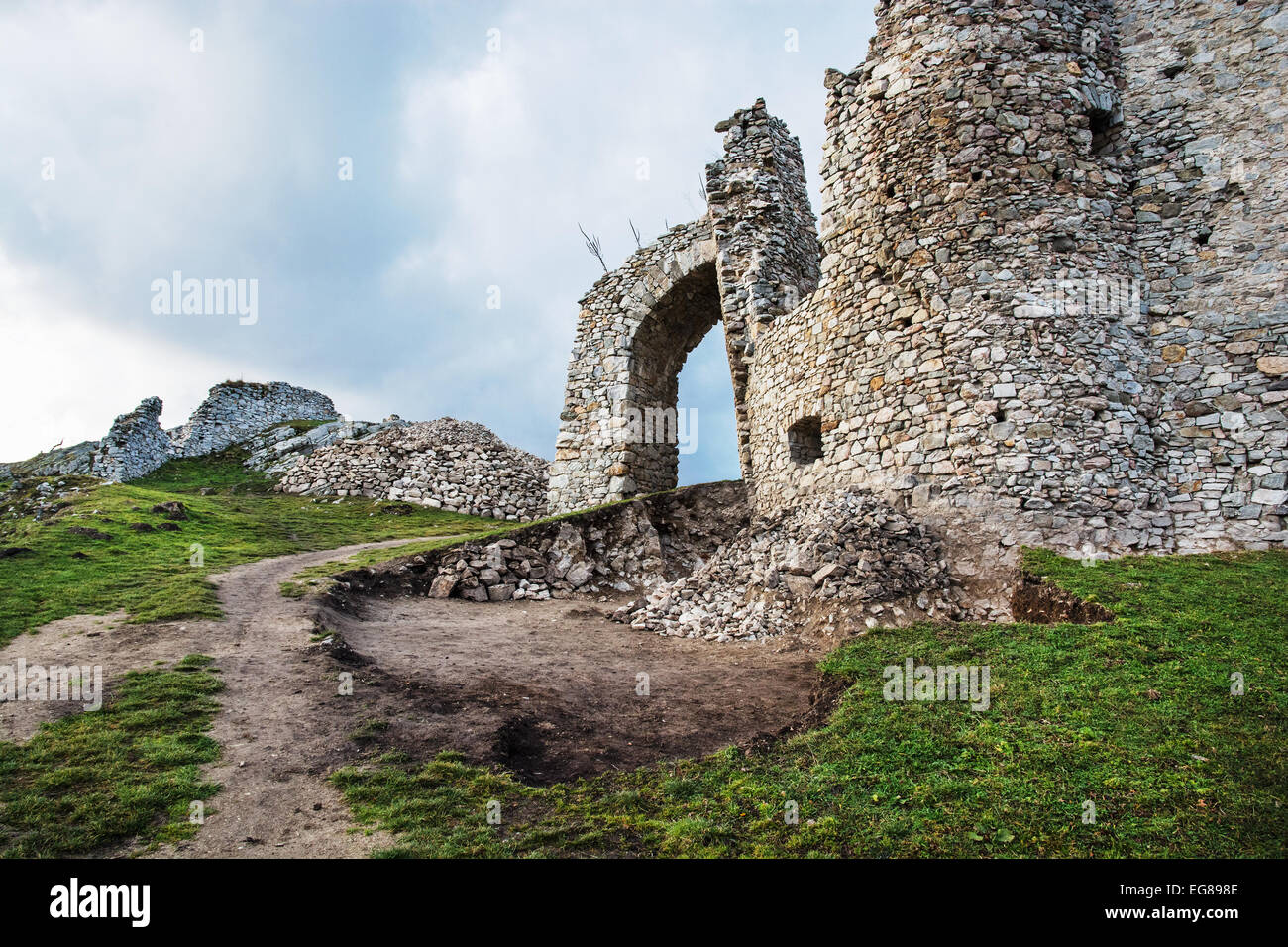 Entrance to the Hrusov ruins. Slovak republic, central Europe Stock ...