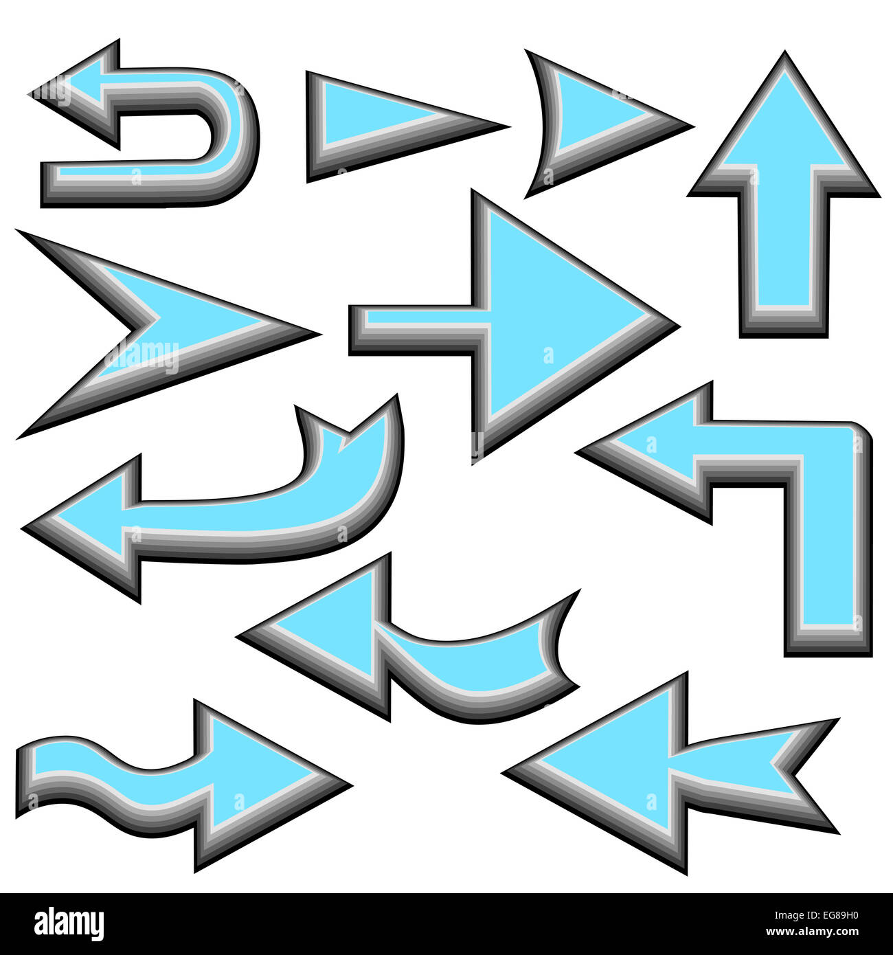 set of blue arrows isolated on white background Stock Photo - Alamy