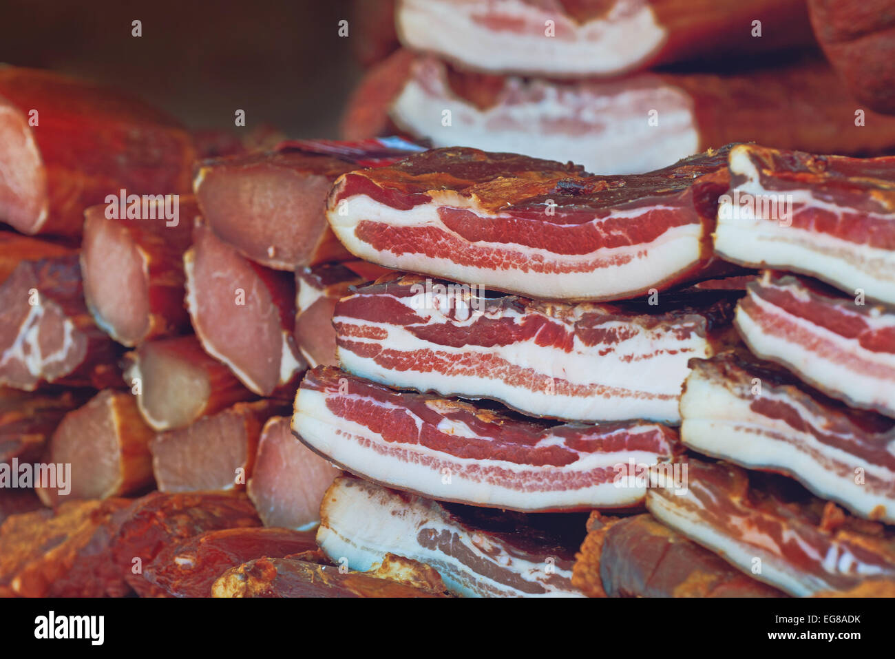 Cured Bacon Stack, Smoked and Preserved Pork Meat is Considered a ...